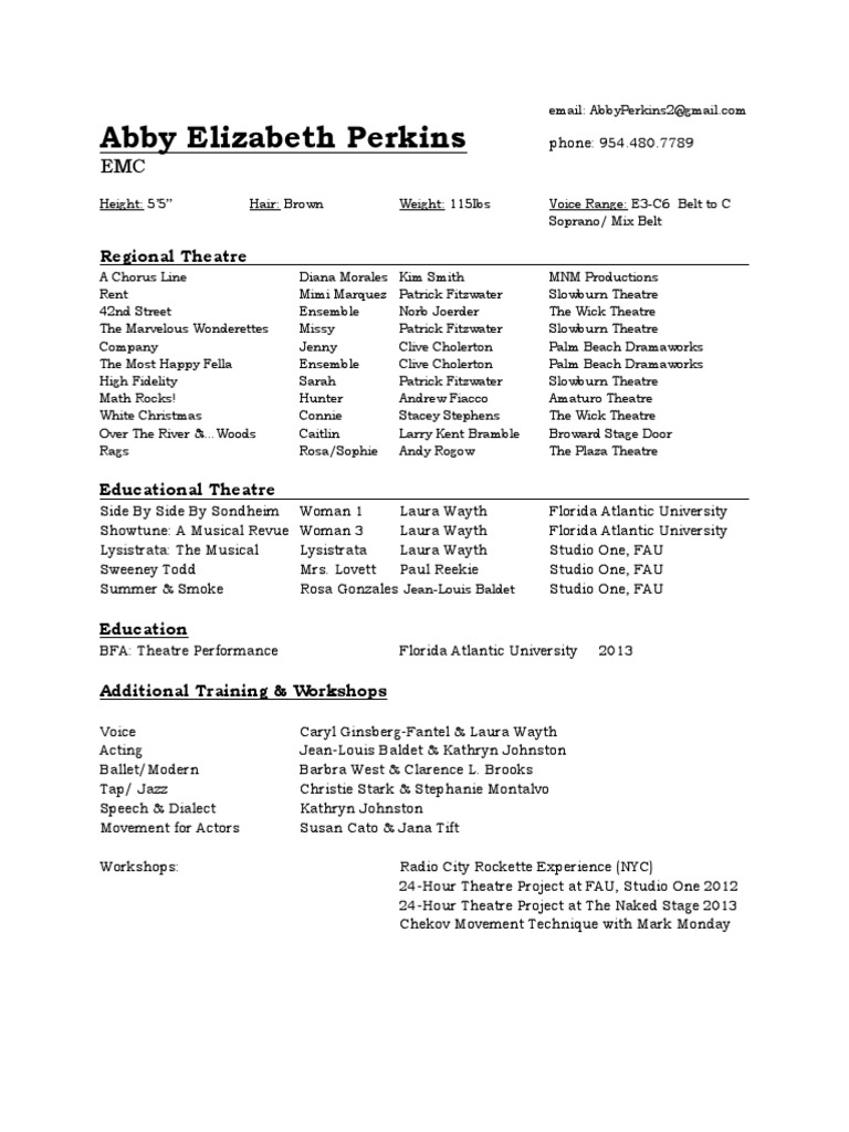 Abby Elizabeth Perkins Resume | PDF