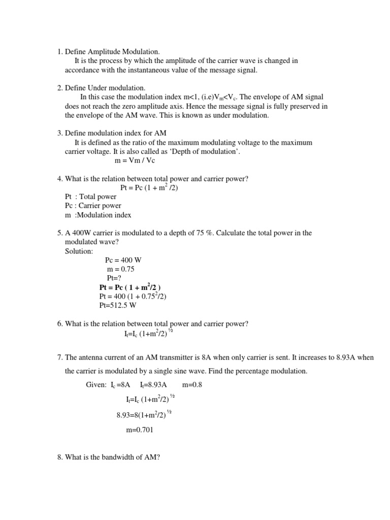 Analog and Digital Communication Important Questions Answers | PDF ...