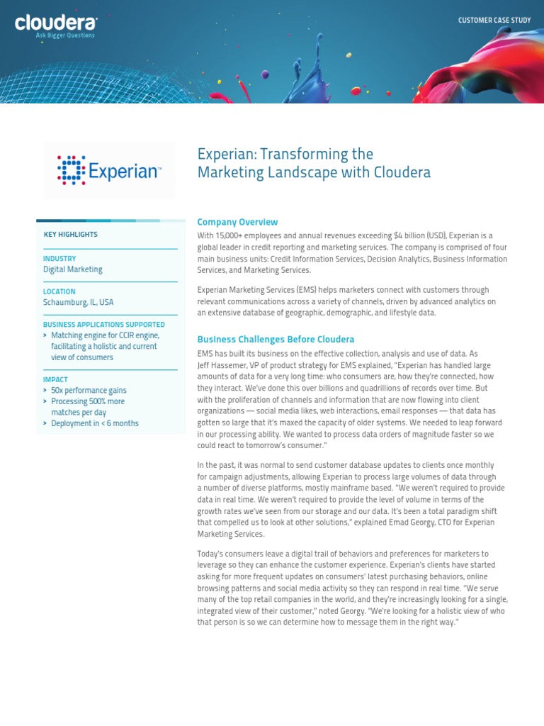 Cloudera Case Study | PDF | Apache Hadoop | Analytics Cloudera Case Study | PDF | Apache Hadoop | Analytics