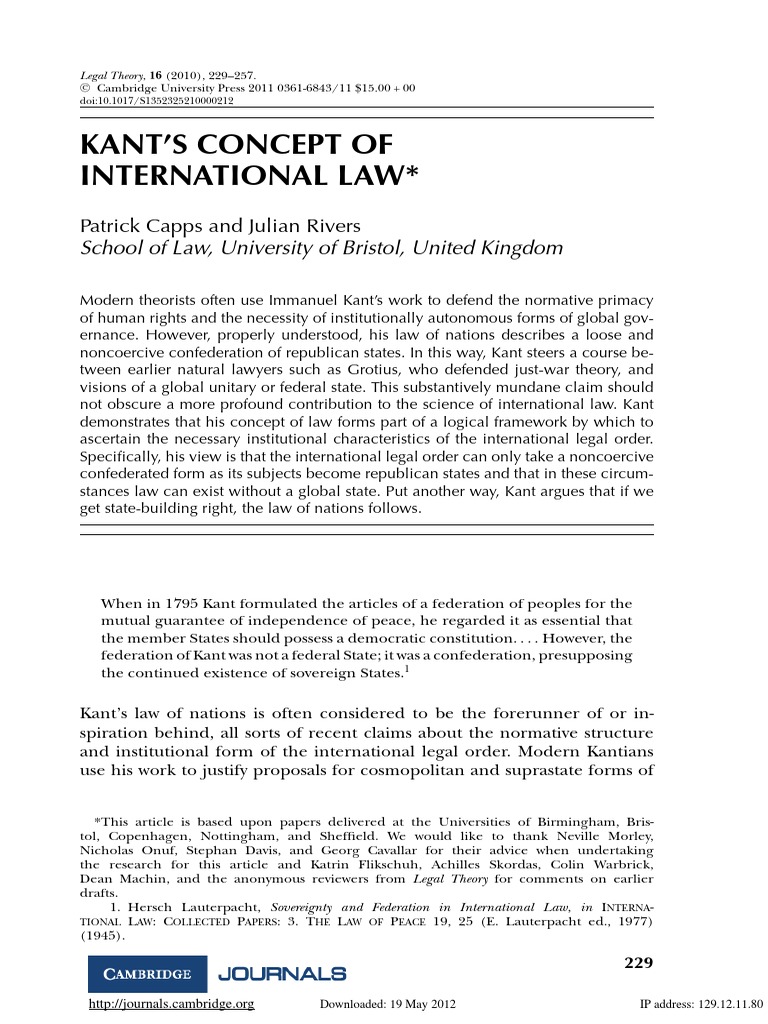 Kant Concept of International Law | Download Free PDF | Immanuel Kant ...