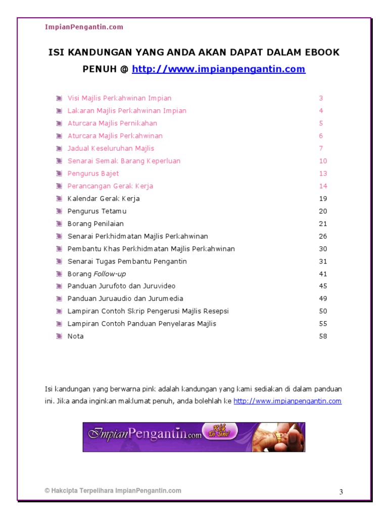 Checklist Persediaan Perkahwinan | PDF