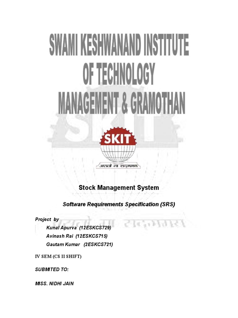 Stock Management System | PDF | Supermarket | Areas Of Computer Science