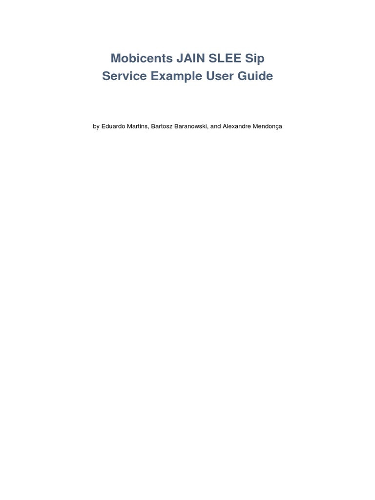 Mobicents SLEE Example SIP Services User Guide | PDF | Session ...
