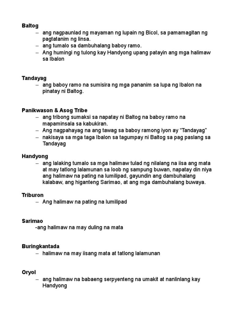 Characters of Ibalon | PDF