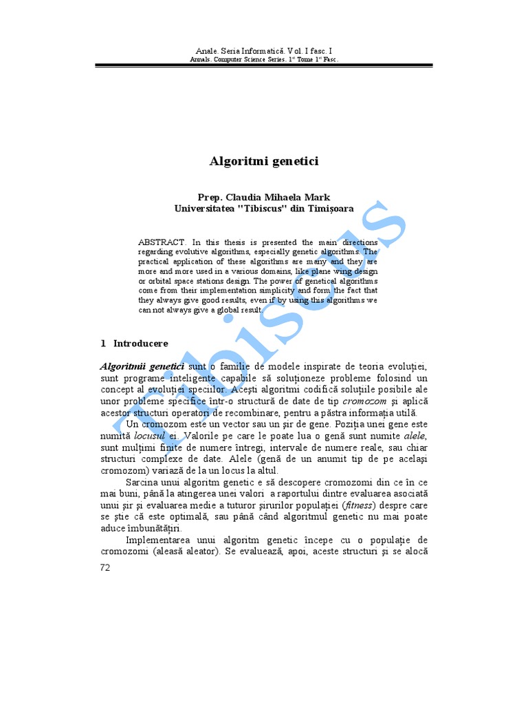 Algoritmi Genetici | PDF