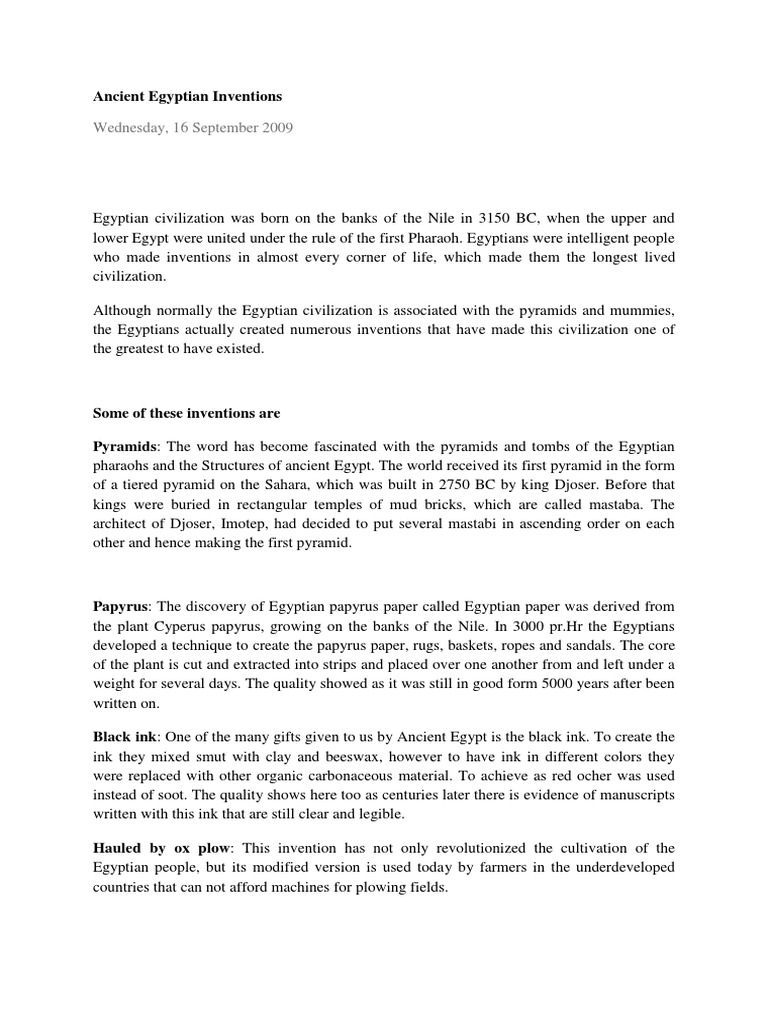 Contributions of The Egyptian Civilization | PDF | Pyramid | Ancient Egypt