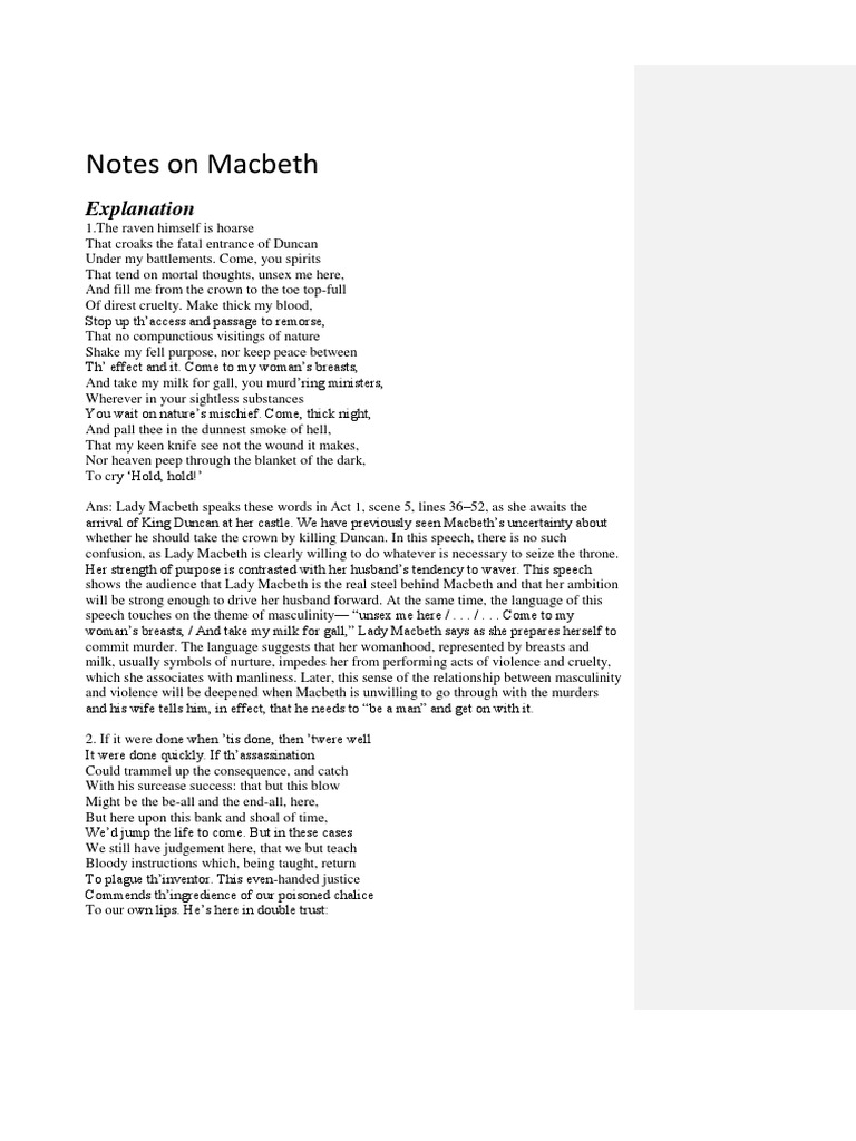 Notes On Macbeth | Macbeth