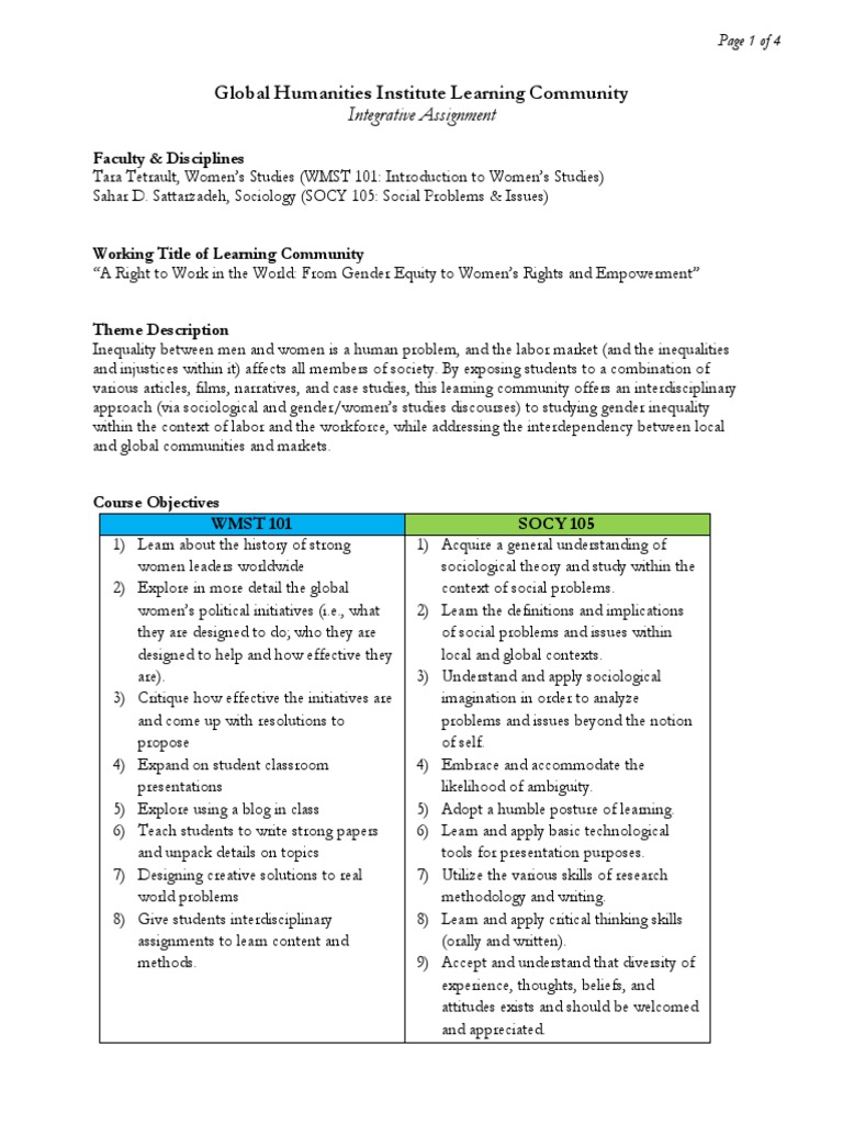 Sample Integrative Assignment | PDF | Women's Studies | Critical Thinking