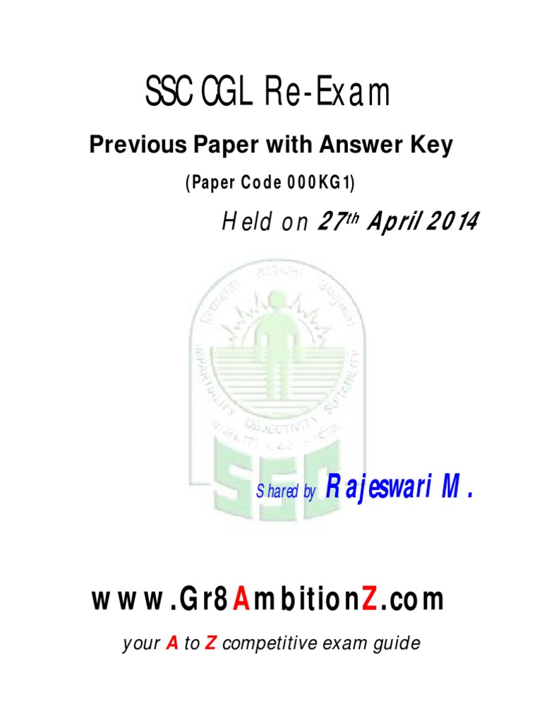 SSC CGL2013 Re Exam Paper Gr8AmbitionZ | PDF | Matrix (Mathematics ...