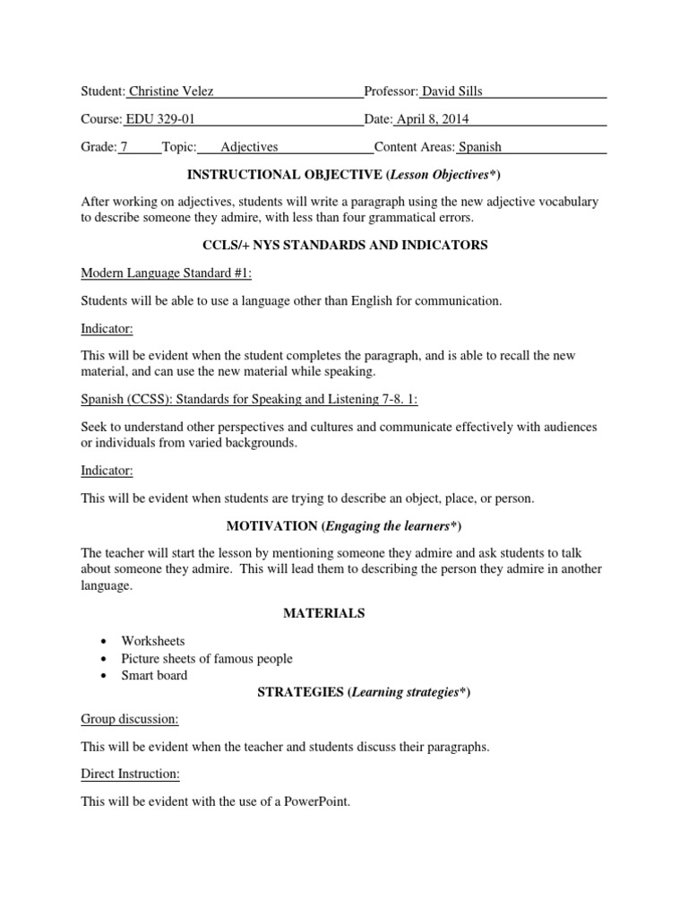 Lesson Plan Bench Mark 2 | PDF | Lesson Plan | Linguistics