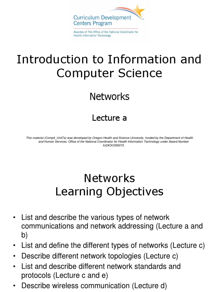 Introduction To Information and Computer Science: Networks | PDF ...