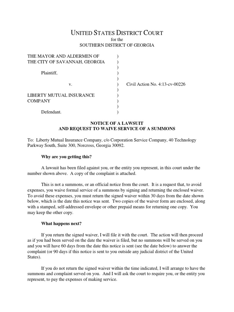 Liberty Mutual Complaint | PDF | Service Of Process | Surety Bond