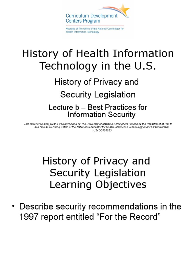 History of Health Information Technology in The U.S | PDF ...