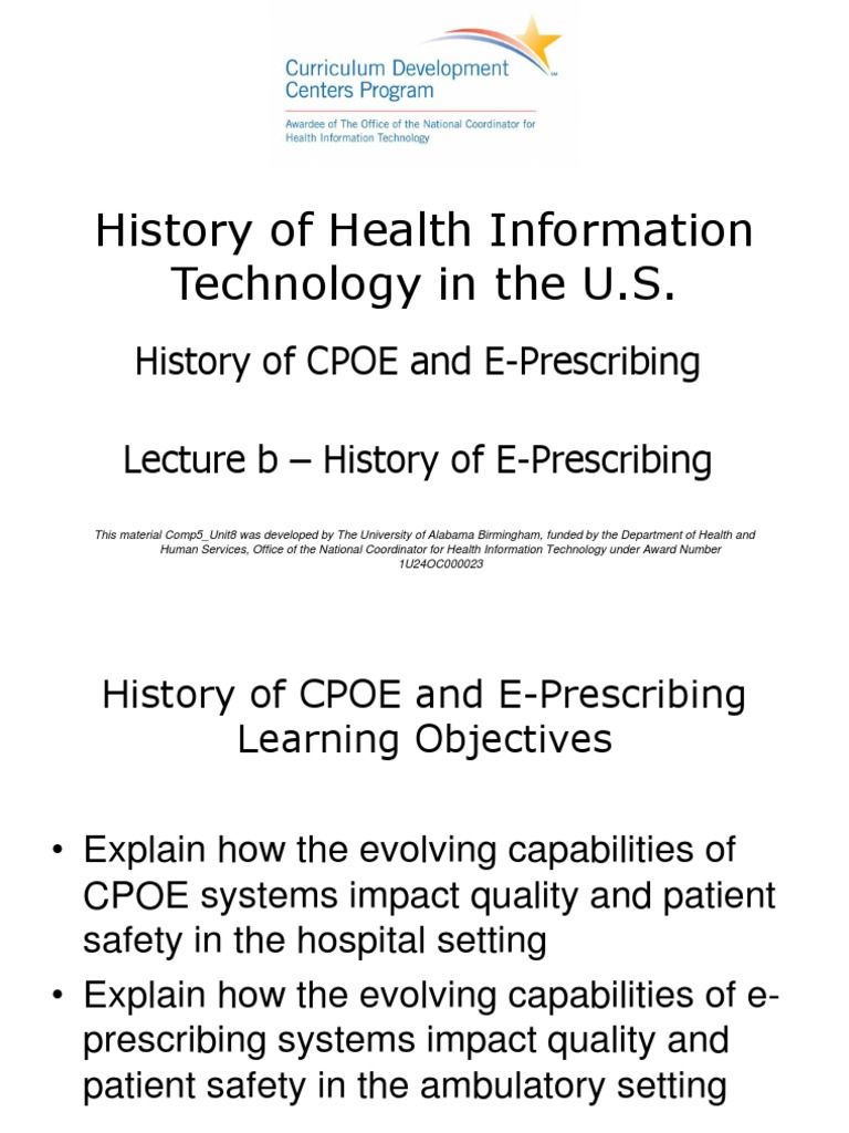 History of Health Information Technology in The U.S | PDF | Medical ...