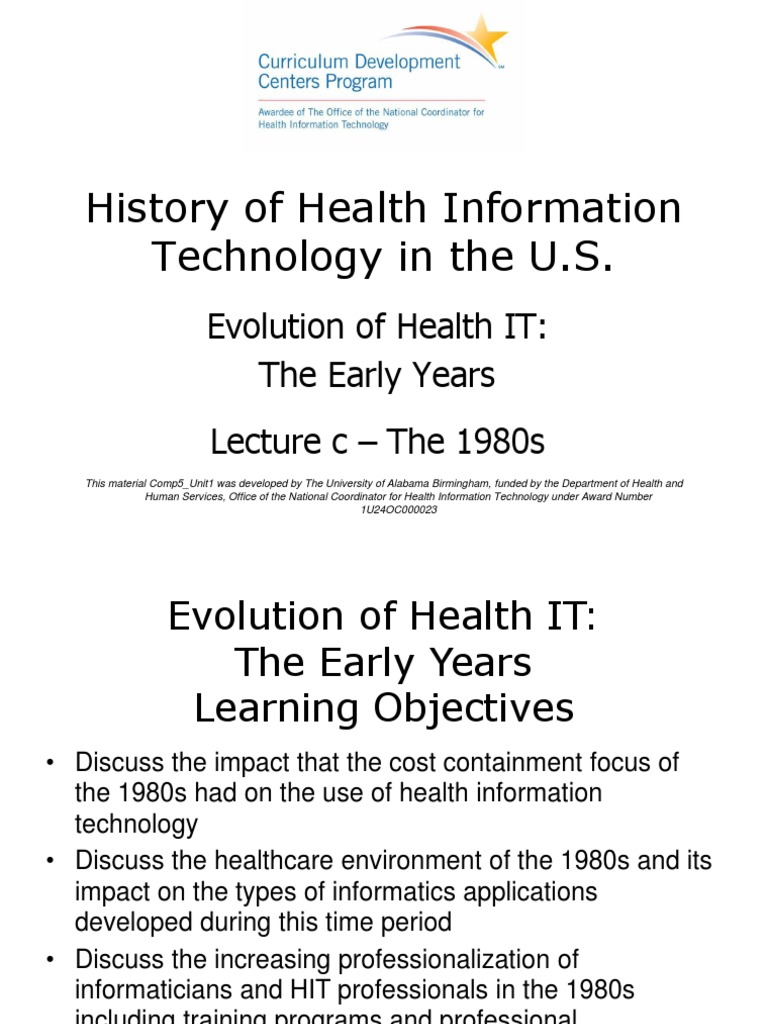 History of Health Information Technology in The U.S | PDF | Informatics ...