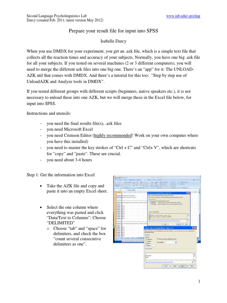 Prepare DMDX Files For Input Into SPSS | PDF | Spss | Microsoft Excel