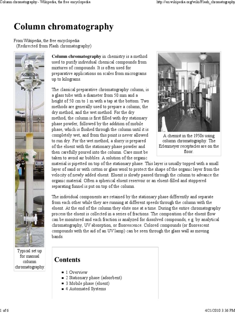 Column Chromatography | PDF | Separation Processes | Chromatography