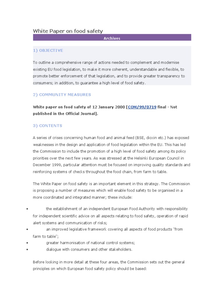 White Paper Food Safety | PDF