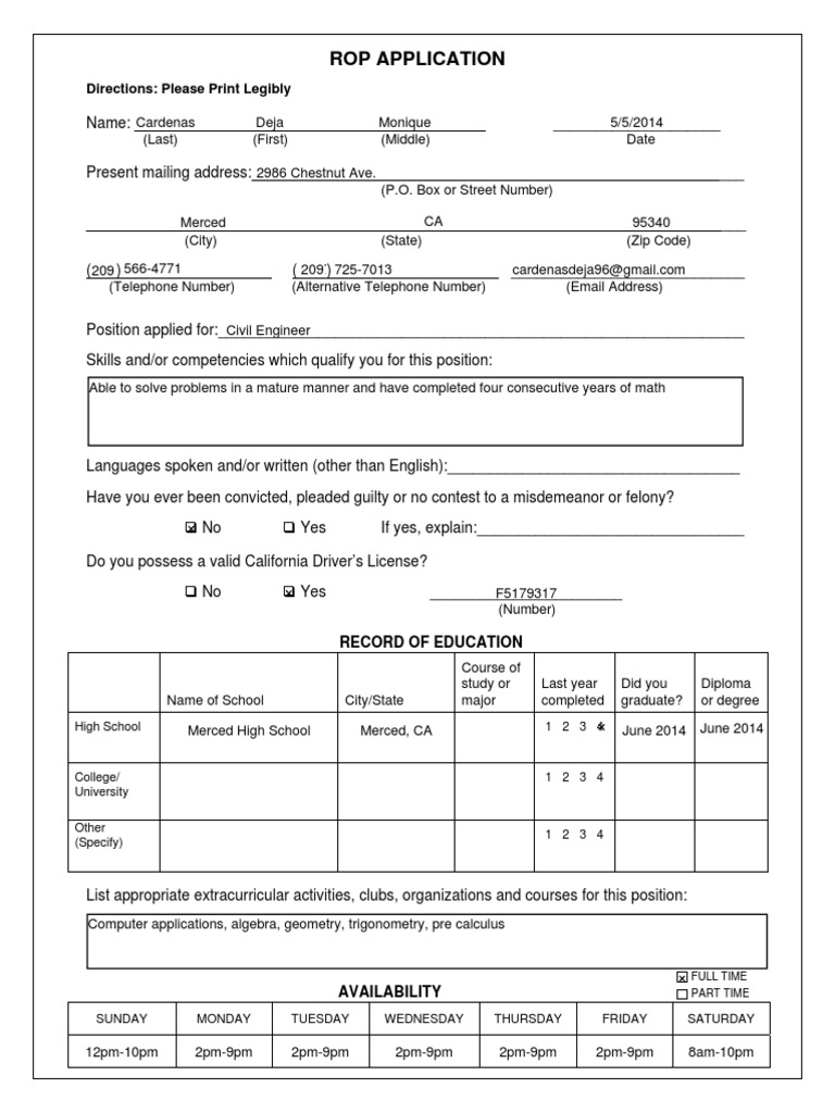 Job Application | PDF