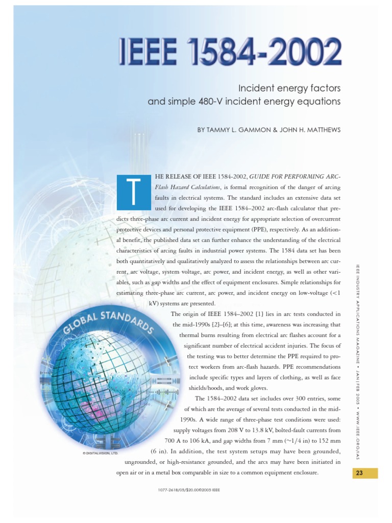 Ieee 1584 - 2002 Incident Energy Factors and Simple 480 V Incident Energyb Equations PDF | PDF ...