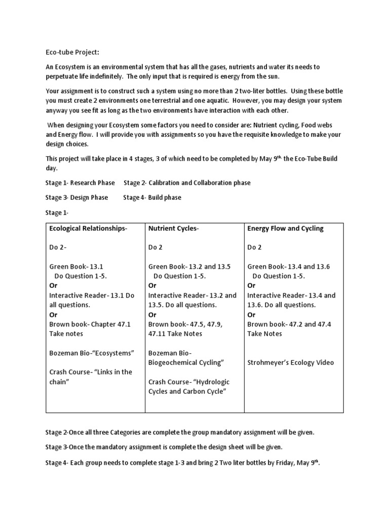Eco-Tube Project Overview and Stages | PDF