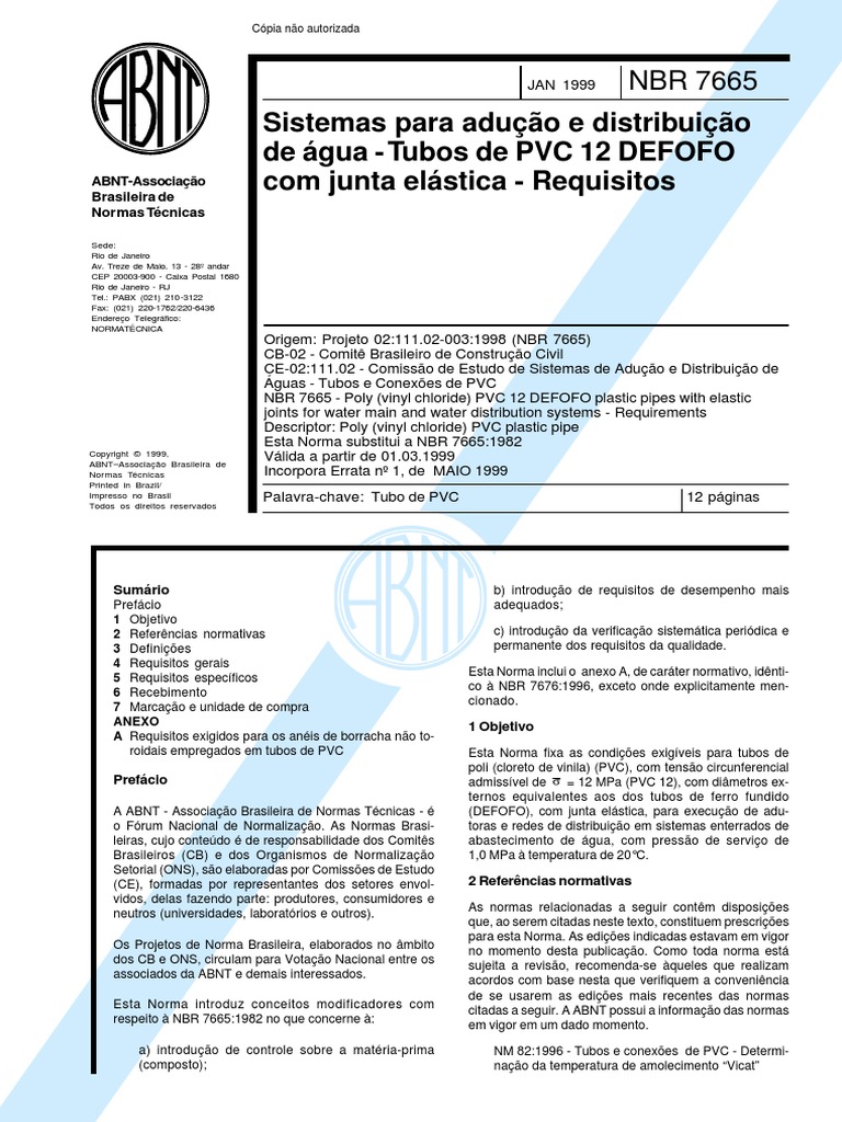 NBR 7665 | PDF | Estresse (Mecânica) | Qualidade (negócios)