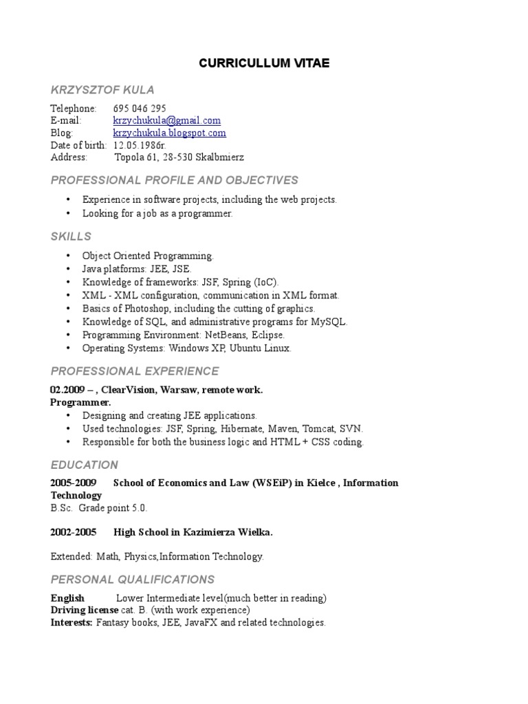 Curricullum Vitae | PDF