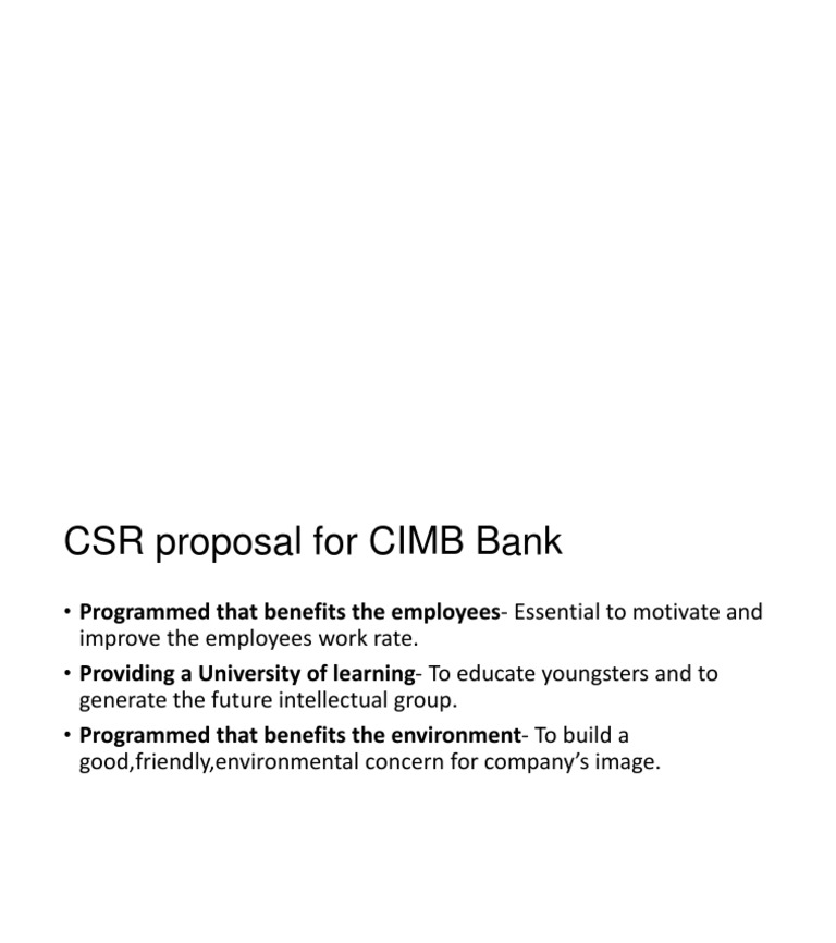 CSR Proposal CIMB | PDF