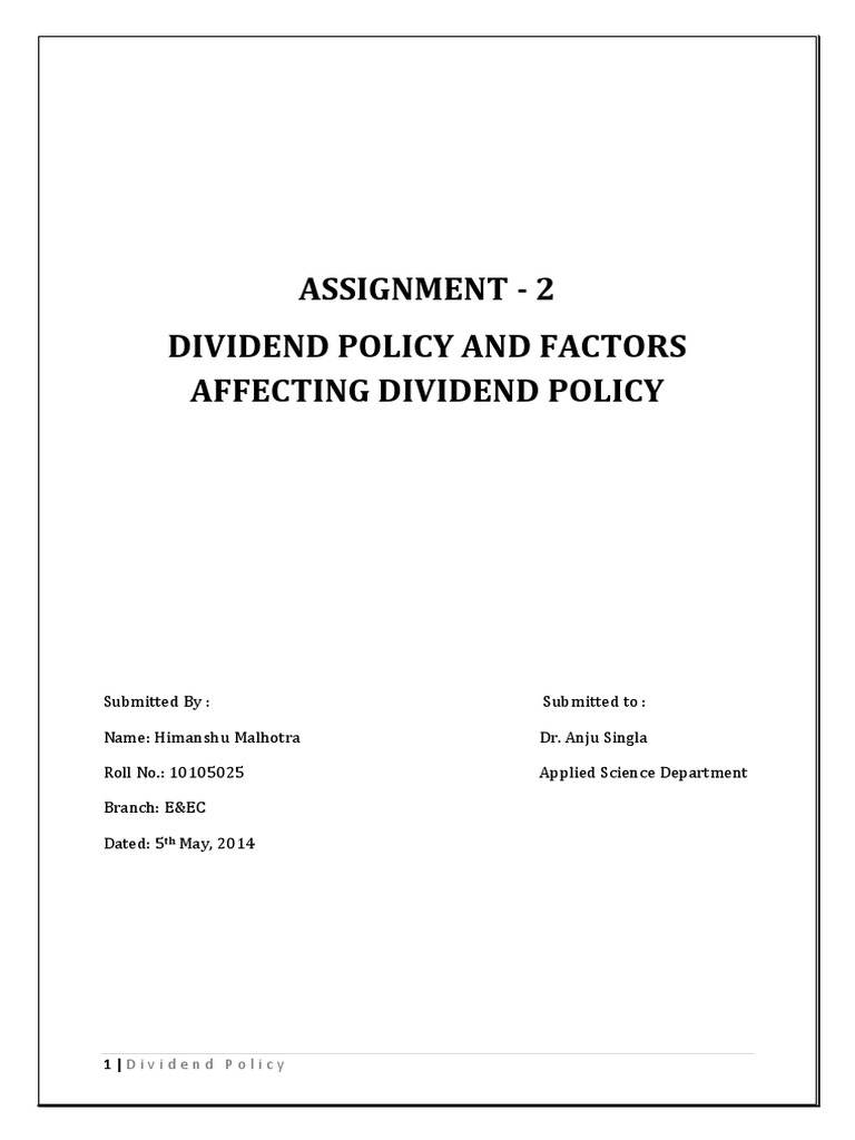Dividend Policy | PDF | Dividend | Stocks