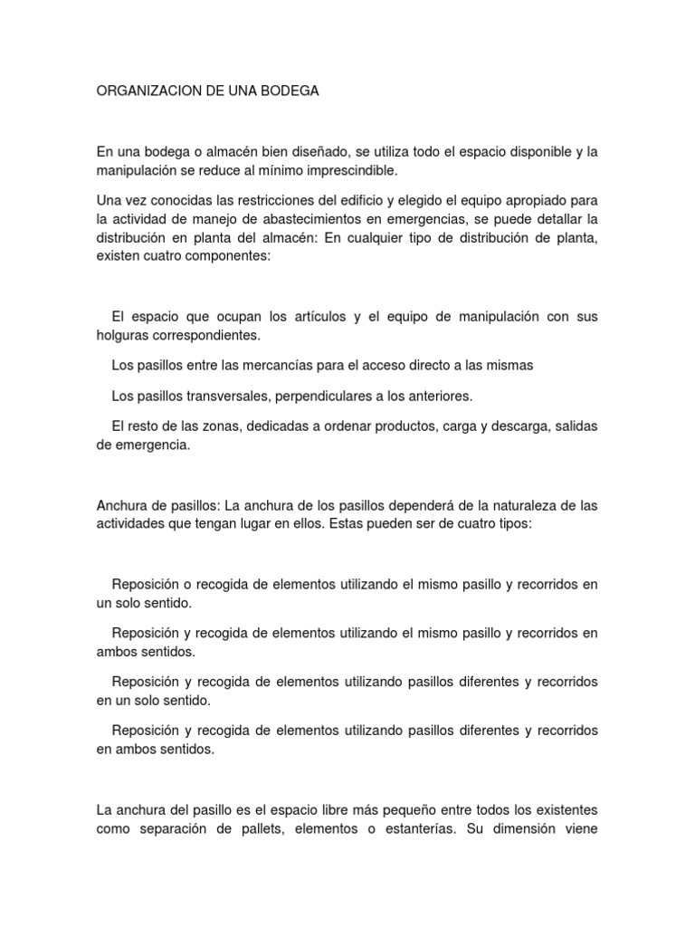 Organizacion de Una Bodega | PDF | Almacén | Industrias