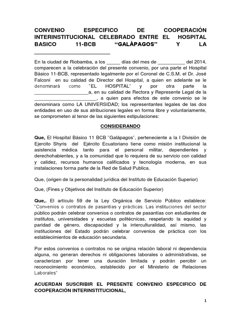 Modelos Convenios | PDF | Hospital | Institución