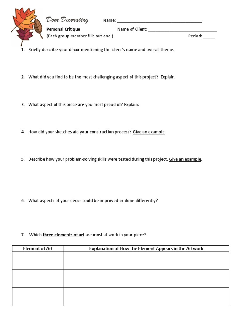 Self Critique | PDF | Art