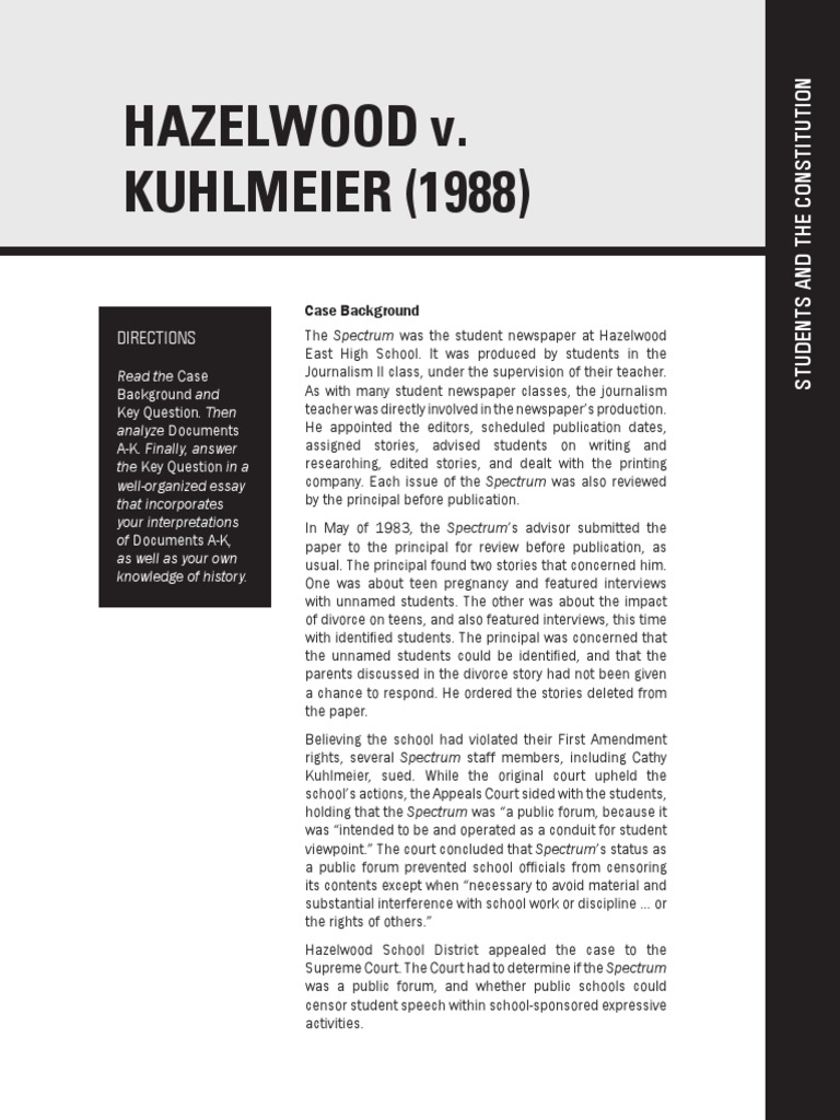 hazelwood v kuhlmeier 1988 | Freedom Of Expression | Politics