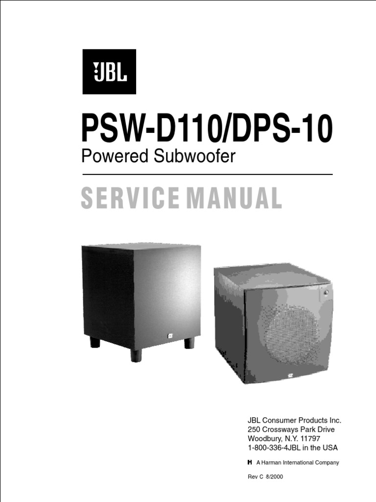 JBL PSW-D110/DPS-10 Powered Subwoofer Service Manual: Comprehensive ...