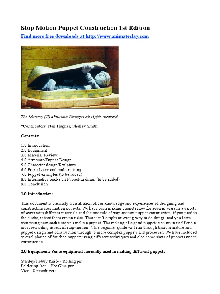 Stop Motion Puppet Making Guide | PDF | Manmade Materials | Industrial ...