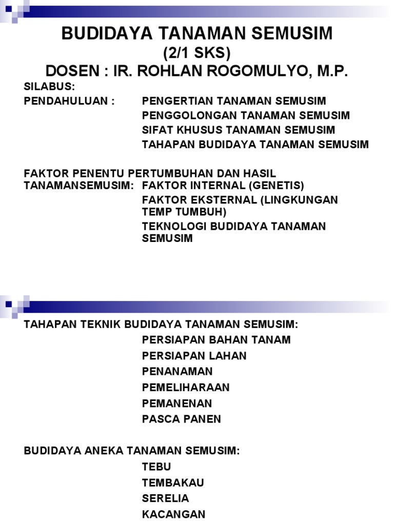 Budidaya Tanaman Semusim | PDF | Griya & Taman