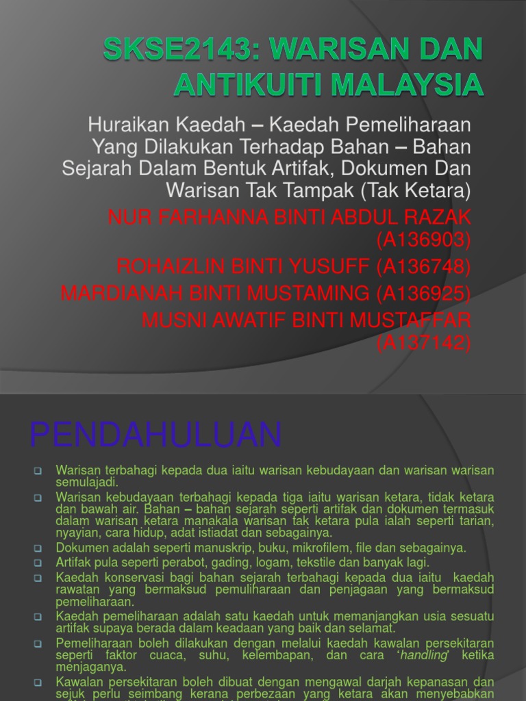 WARISAN - Slide Pmeliharaan | PDF