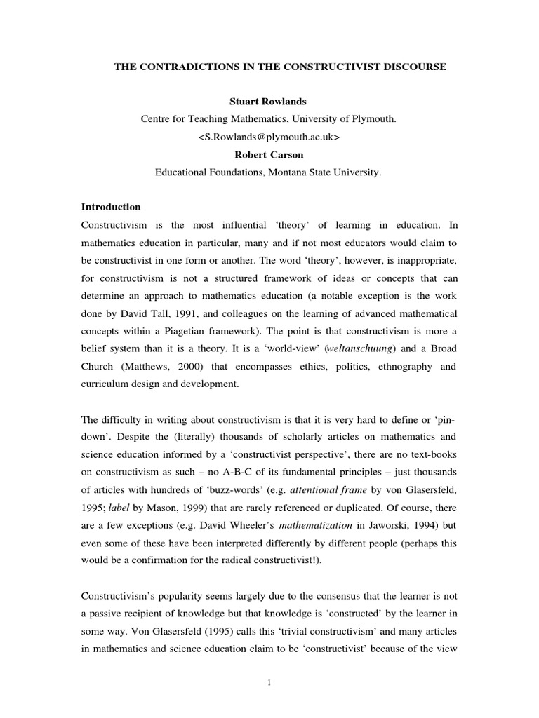 The Contradictions in The Constructivist Discourse | PDF ...