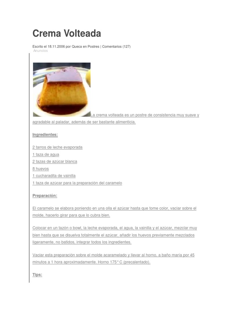 Crema Volteada | PDF