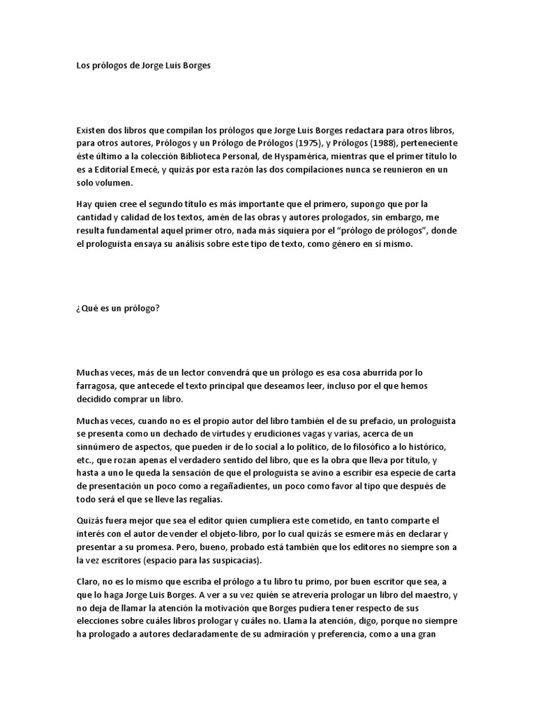 Los prólogos de Borges: análisis y compilación | PDF | Poesía | Libros