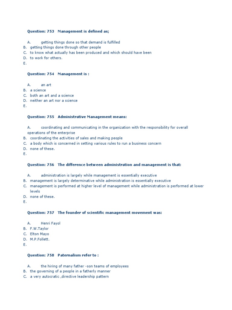 Management | Download Free PDF | Multiple Choice | Decision Making