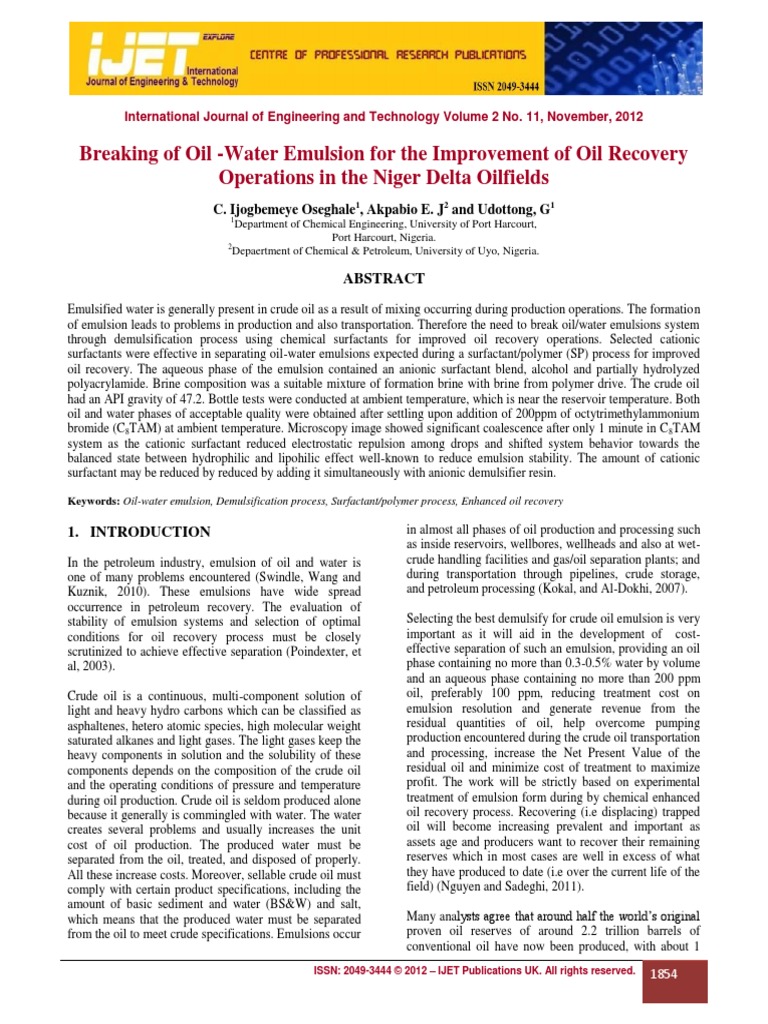 Breaking Emulsion (PDF) | PDF | Enhanced Oil Recovery | Emulsion