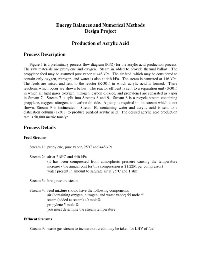 Acrylic Acid Production | PDF