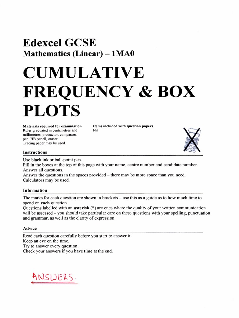GCSE Maths - Exam Topics - Grade B - Cumulative Frequency and Box Plot ...