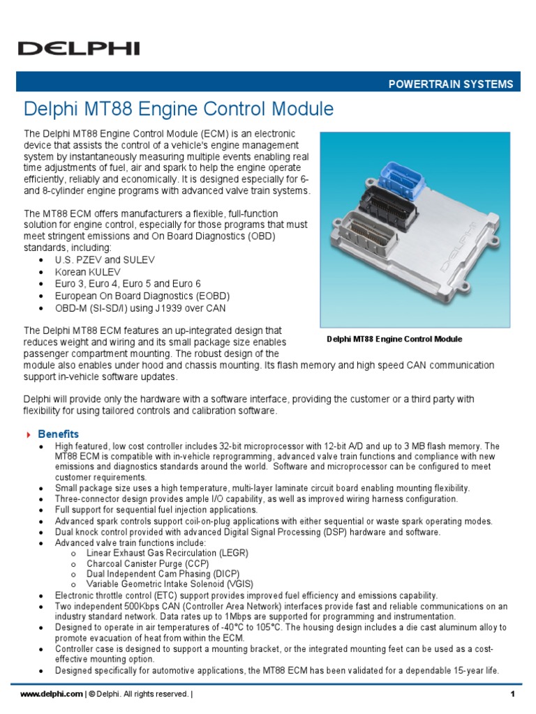 Delphi Mt88 Engine Control Module | Systems Engineering | Engines