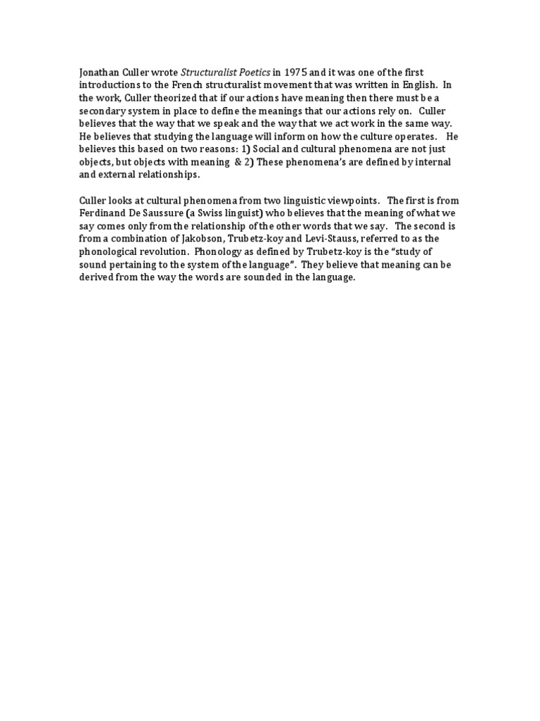 Jonathan Culler | PDF | Social Science