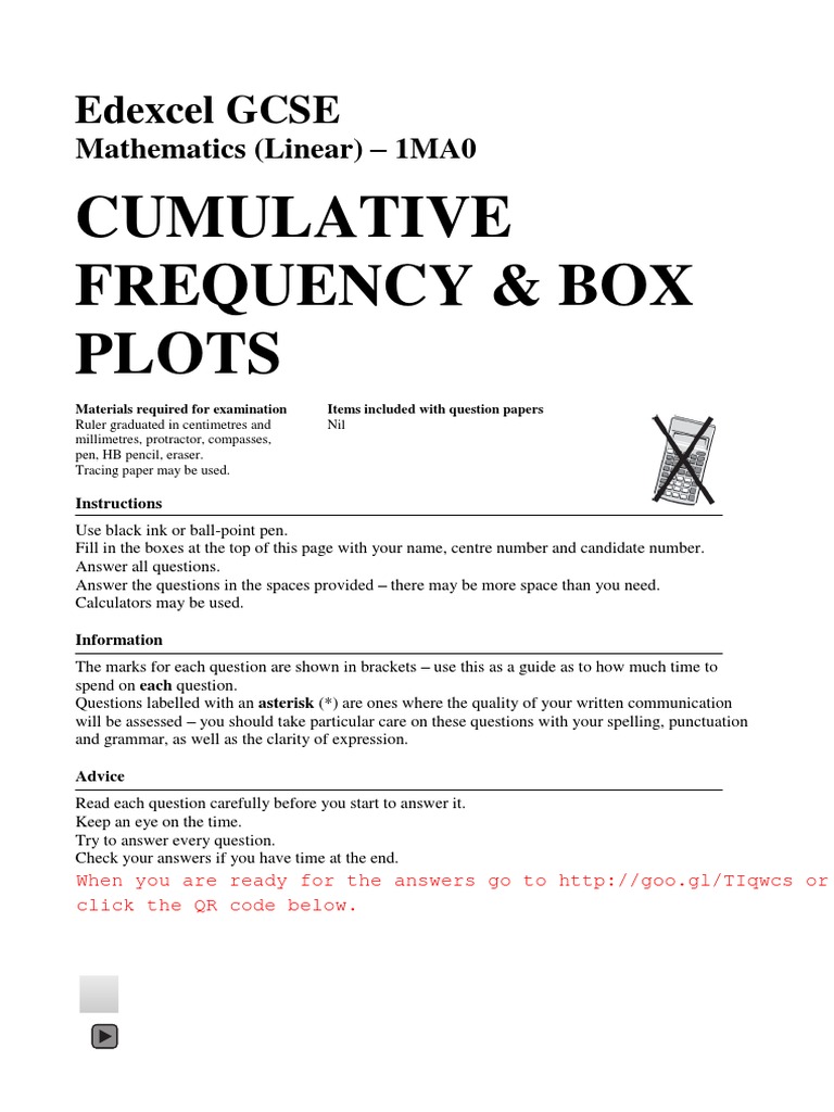 GCSE Maths - Exam Topics - Grade B - Questions - Cumulative Frequency ...