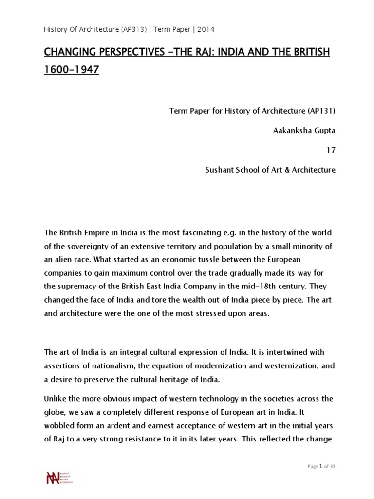 Colonial Impact On Art, Architecture and Urbanism in India | PDF