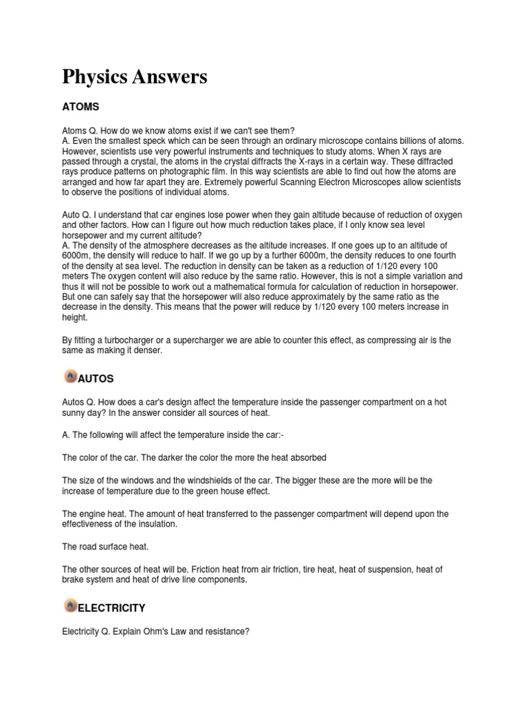 Physics Answers | PDF | Momentum | Collision