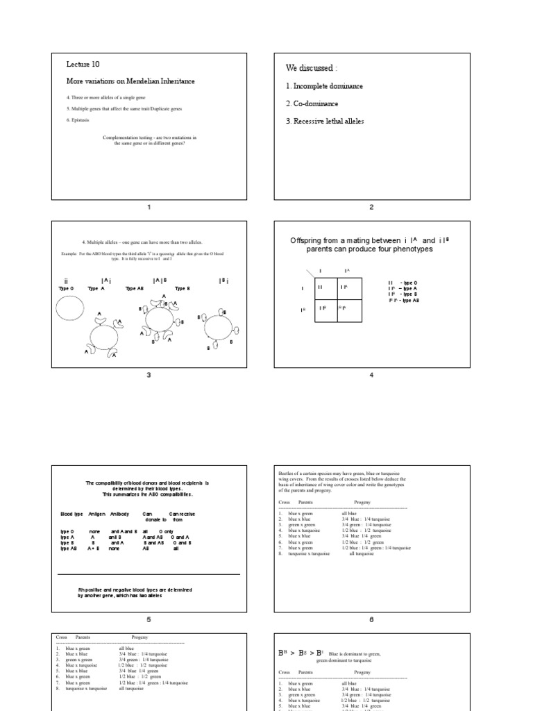 Lec10 Complex Inheritance 2014 | PDF | Dominance (Genetics) | Gene